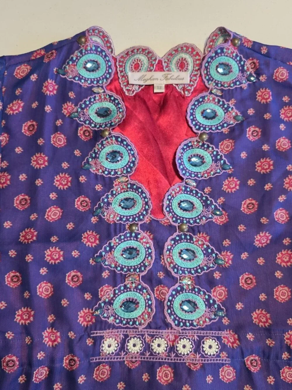 Meghan LA | Tops | Meghan Fabulous Jeweled Tunic Batwing Boho ...